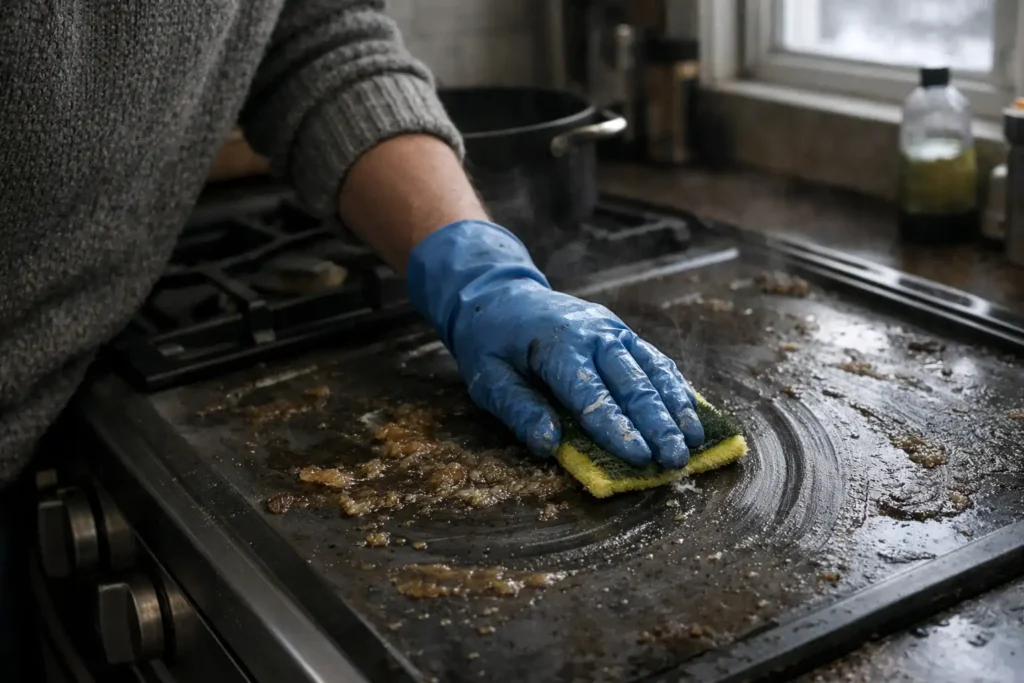 Winter Kitchen Degreasing: Remove Hardened Grease Fast